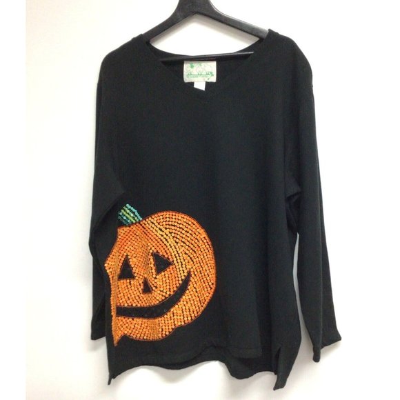 Quacker Factory | Tops | Vtg Quacker Factory Womens Halloween Sequin ...